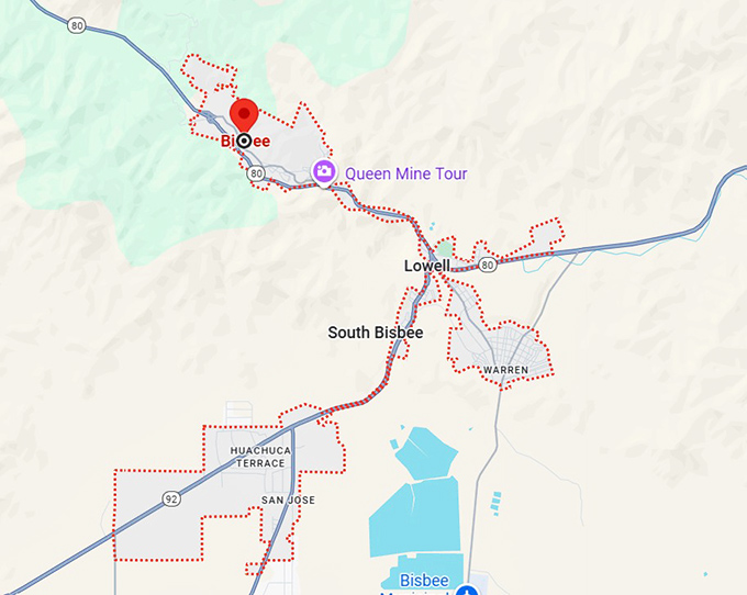 16. bisbee, az map