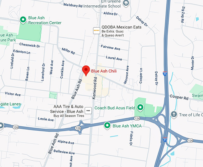 16. blue ash chili map