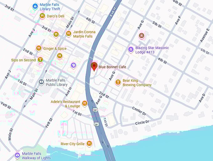 16. blue bonnet cafe map