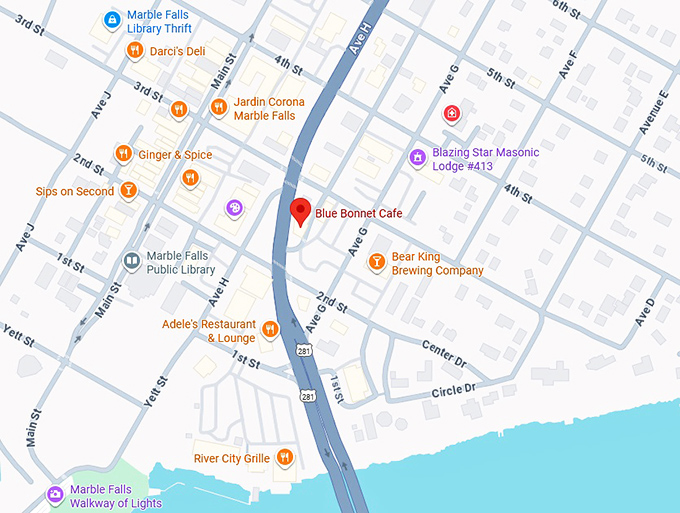 16. blue bonnet cafe map