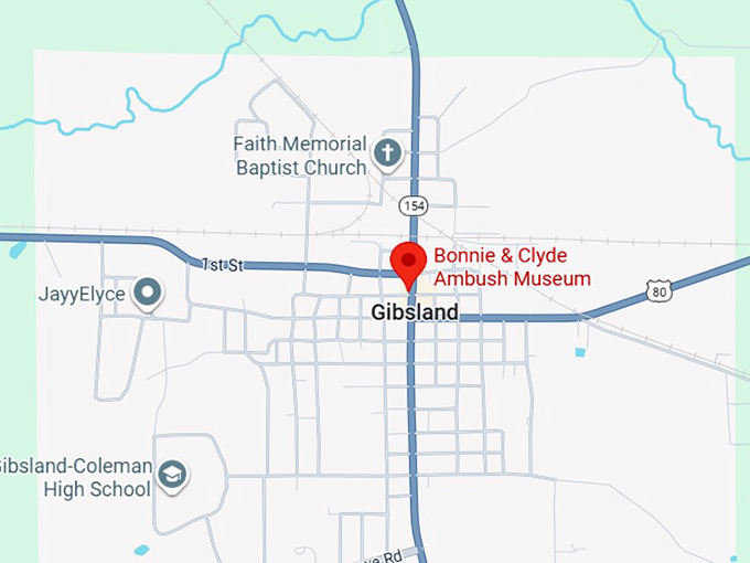 16. bonnie & clyde ambush museum map