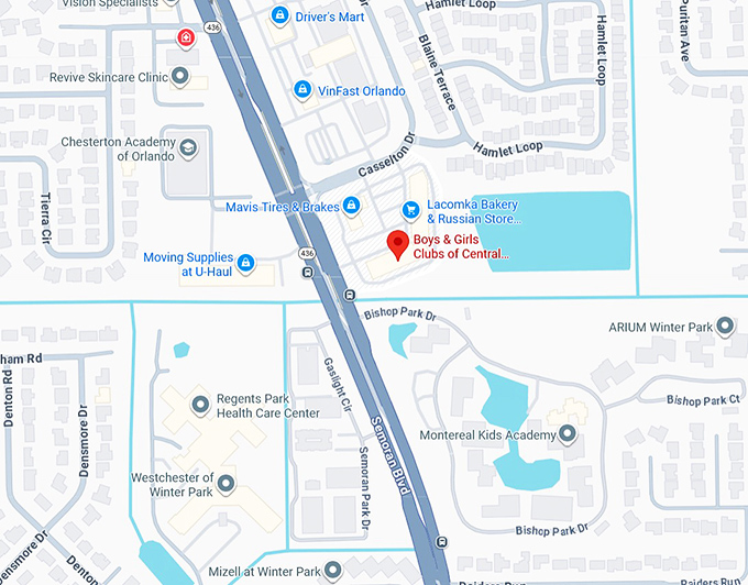boys & girls clubs of central florida thrift store map