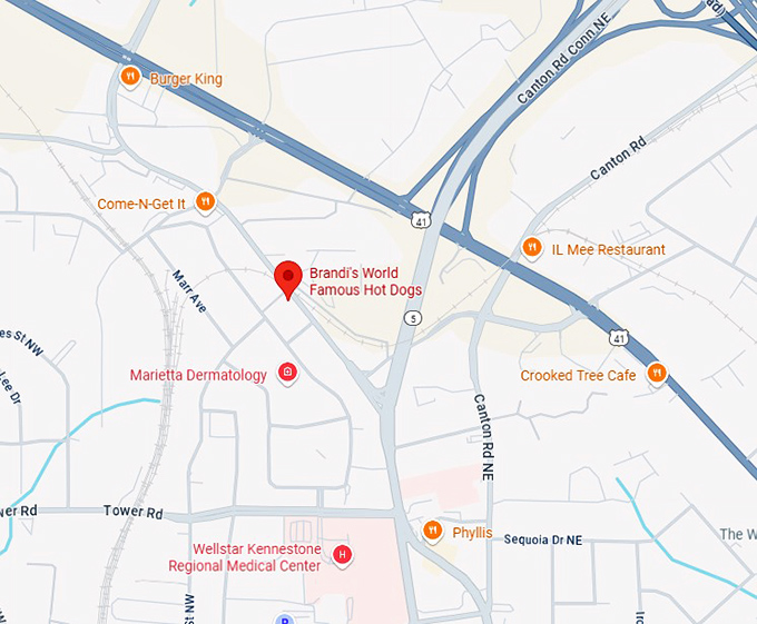 16. brandi's world famous hot dogs map