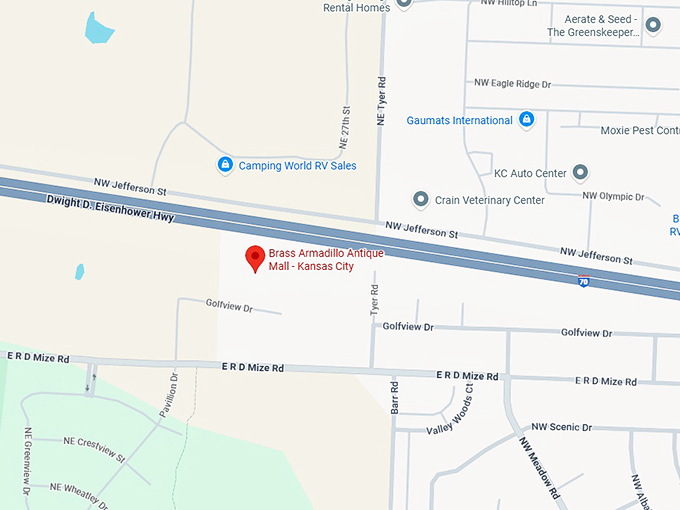 16. brass armadillo antique mall kansas city map