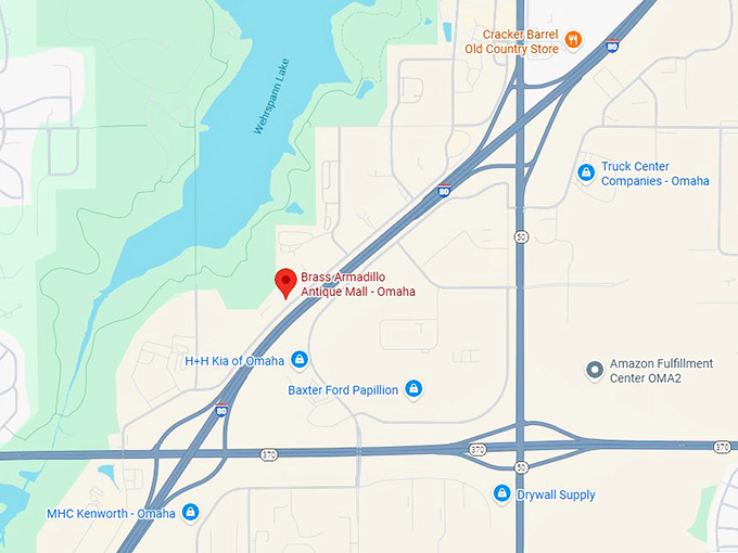 16. brass armadillo antique mall omaha map