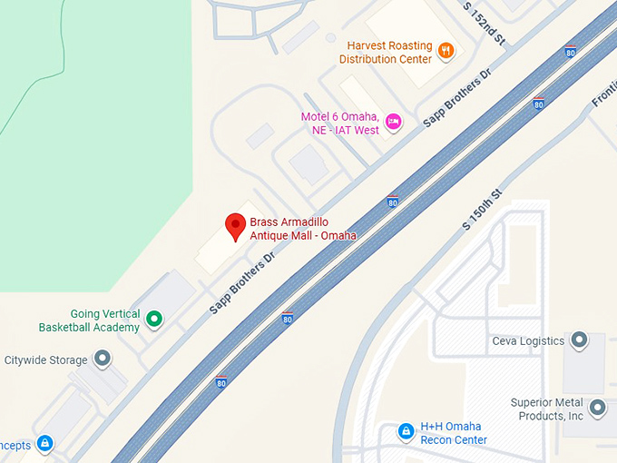 16. brass armadillo antique mall omaha map