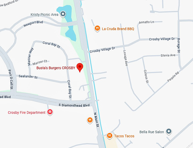 16. busta's burgers crosby map