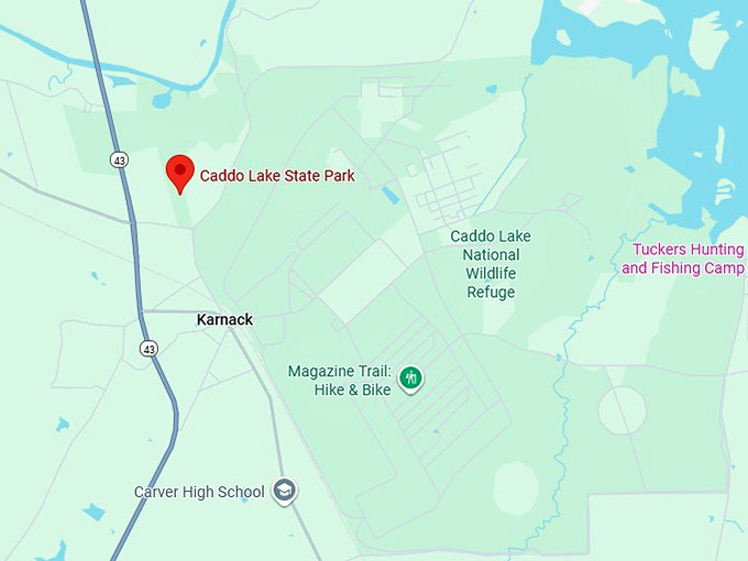 16. caddo lake state park map