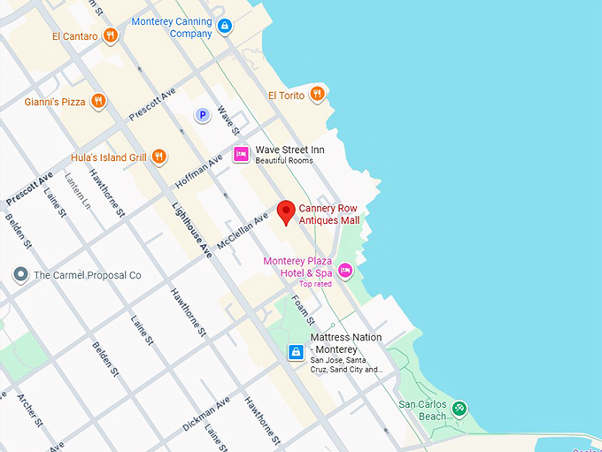 16. cannery row antiques mall map