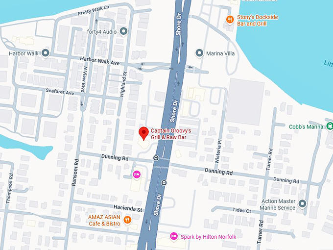 16. captain groovy's grill & raw bar map