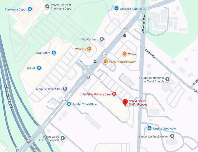 16. care & share thrift shoppes map