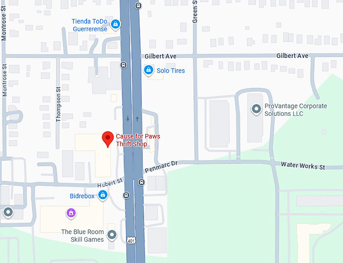 16. cause for paws thrift shop (1634 s saunders st) map