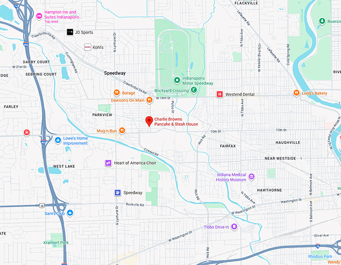 16. charlie browns pancake & steak house map