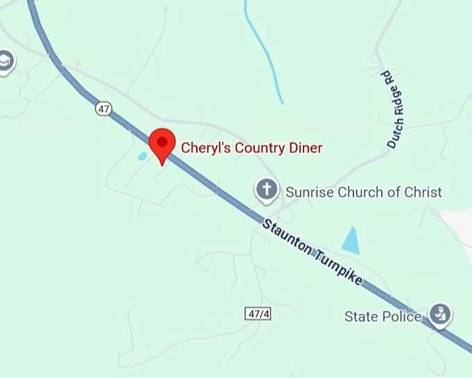 16. cheryl’s country diner map