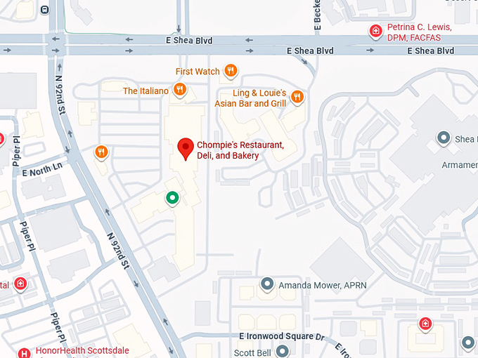 16. chompie's restaurant, deli, and bakery map