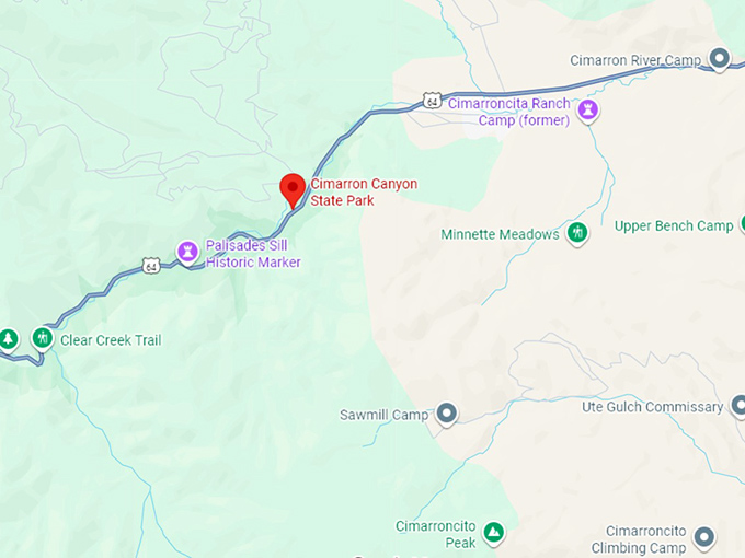16. cimarron canyon state park map