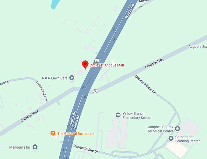 16. circle &ldquo;a&rdquo; antique mall map