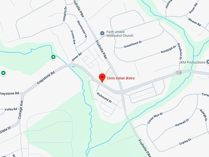 16. ciro's italian bistro map