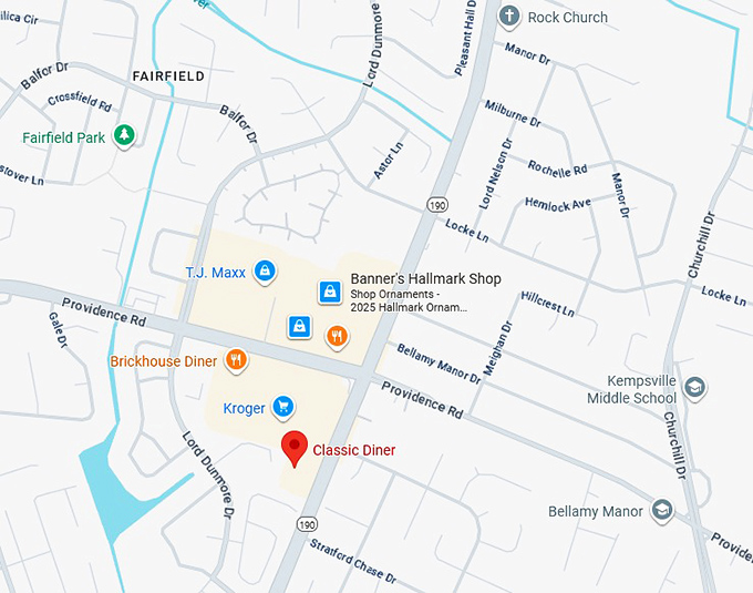 16. classic diner map