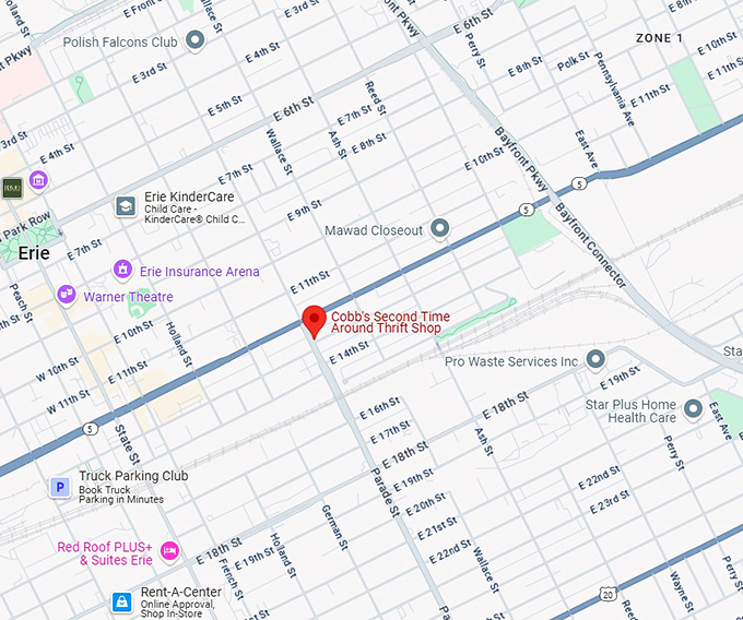 16. cobb's second time around thrift shop map