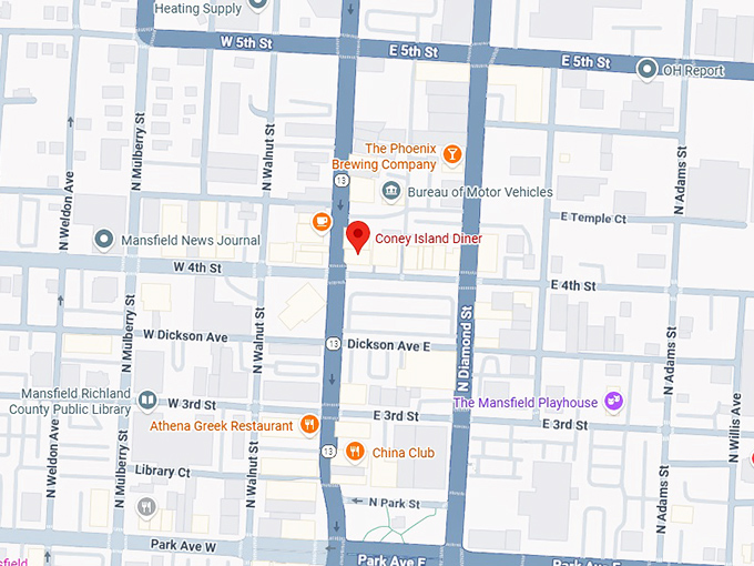 16. coney island diner (98 n main st) map