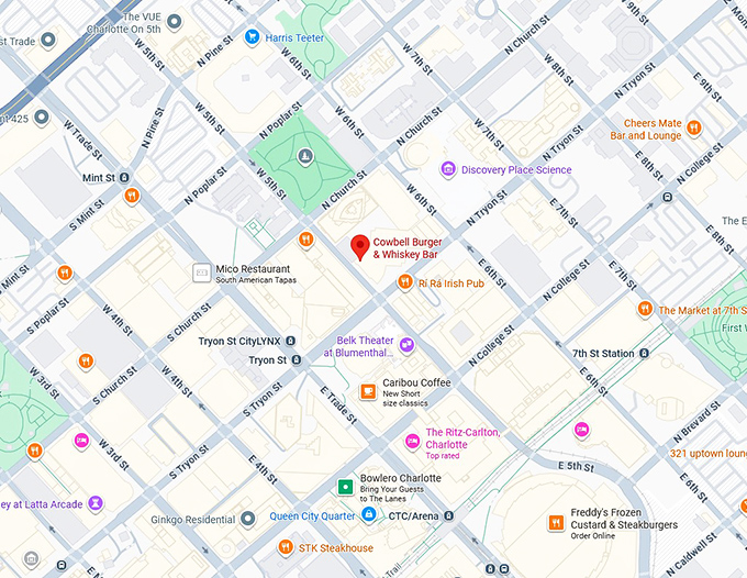 16. cowbell burger & whiskey bar map
