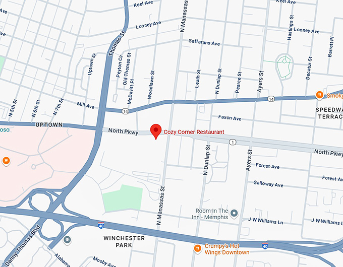 16. cozy corner restaurant map