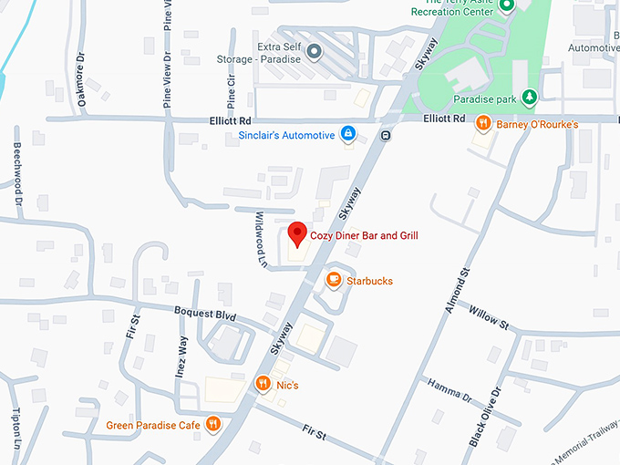 16. cozy diner bar and grill map