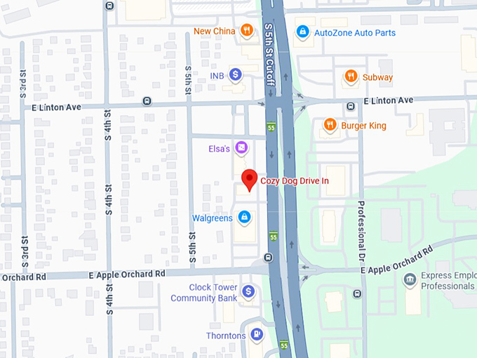 16. cozy dog drive in map