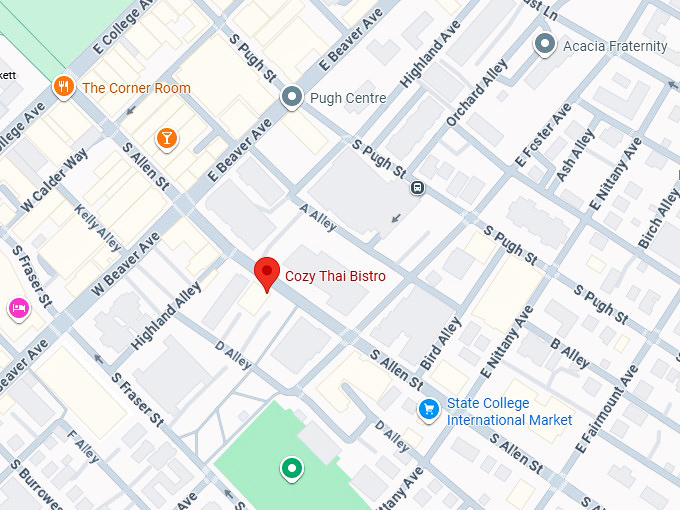 16. cozy thai bistro map