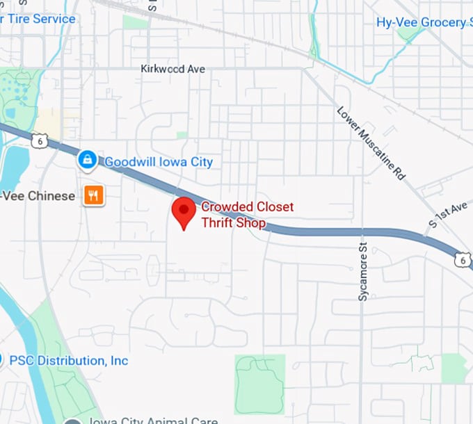 16. crowded closet thrift shop map