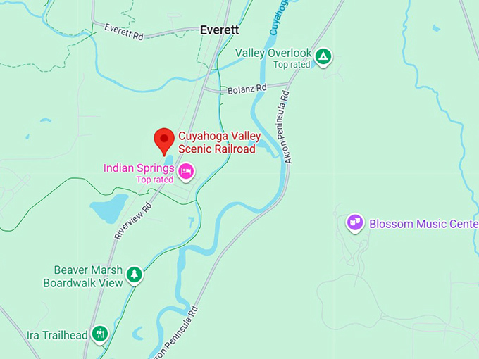 16. cuyahoga valley scenic railroad map