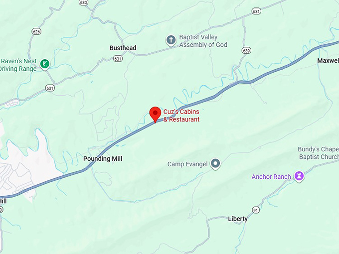 16. cuz's cabins & restaurant map