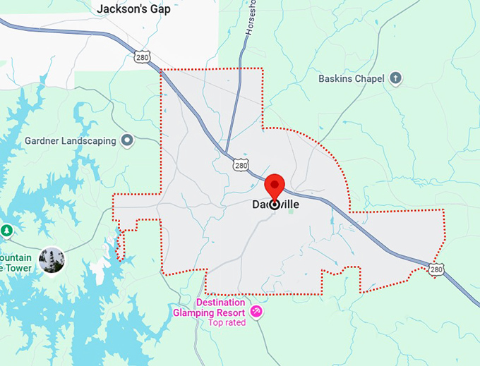 16. dadeville, al map