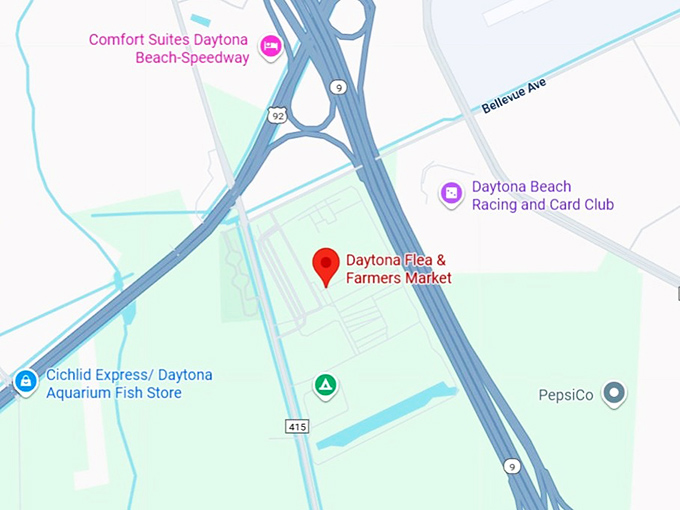 16. daytona flea & farmers market map
