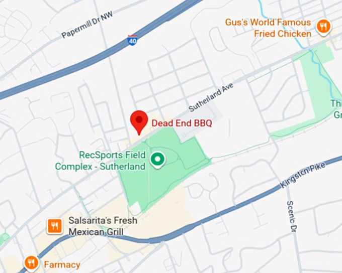 16. dead end bbq map