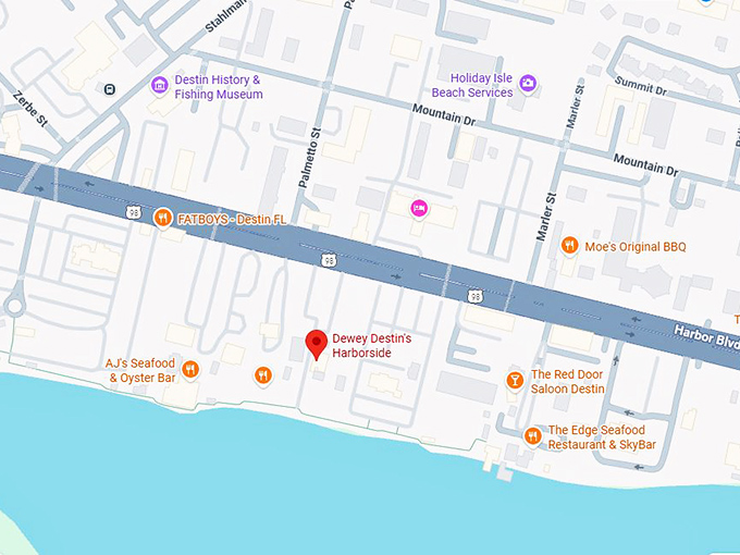 16. dewey destin's harborside (202 harbor blvd) map