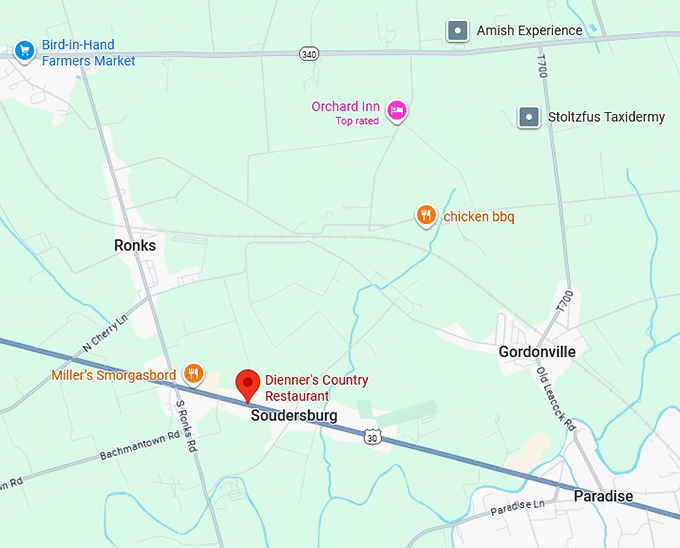 16. dienner's country restaurant map