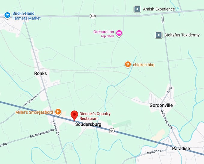 16. dienner's country restaurant map