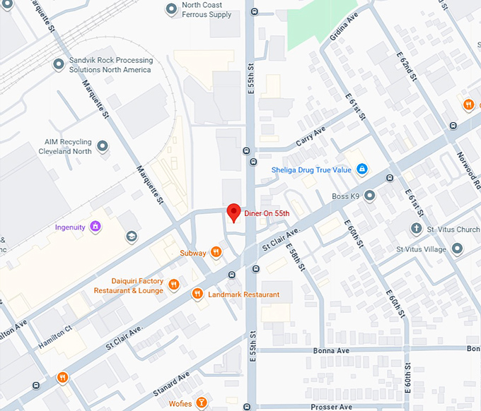 16. diner on 55th map