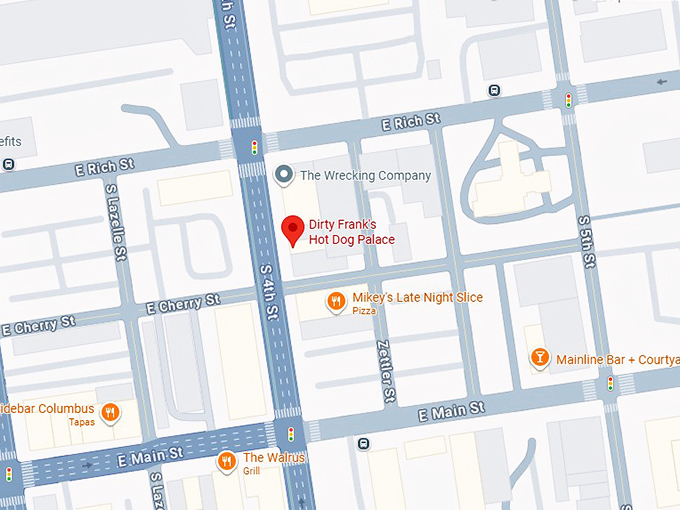 16. dirty frank's hot dog palace map