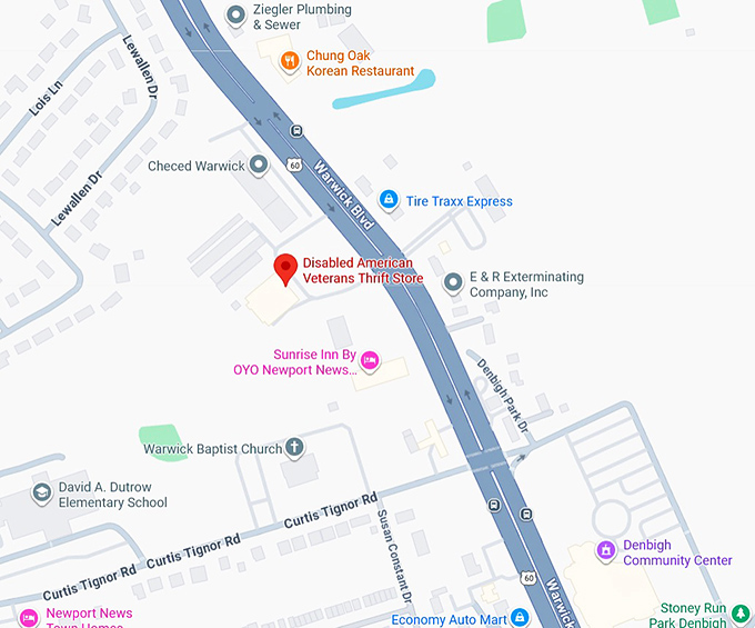16. disabled american veterans thrift store (15265 warwick blvd) map
