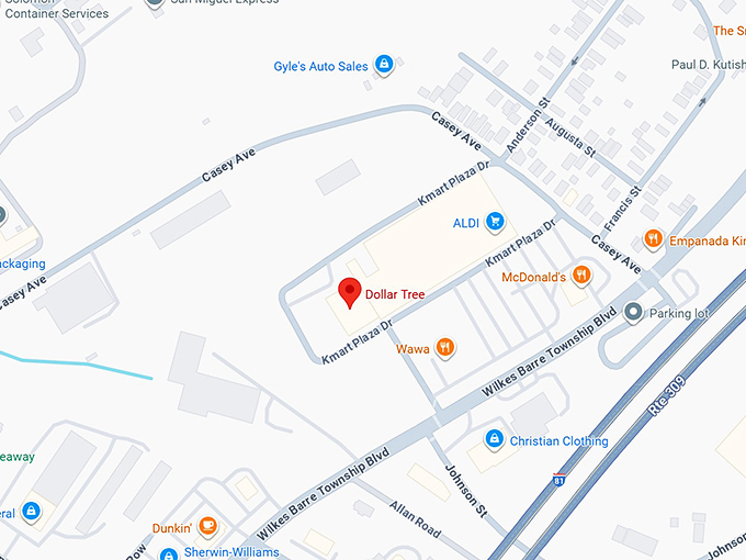 16. dollar tree (958 wilkes barre township blvd) map