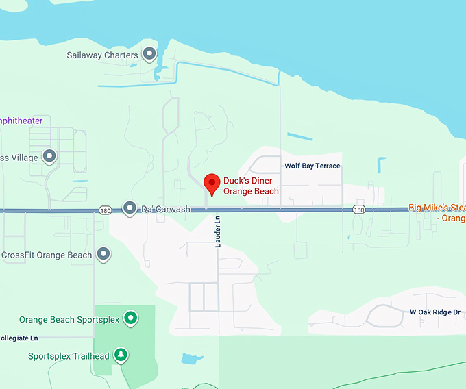 16. duck's diner orange beach map