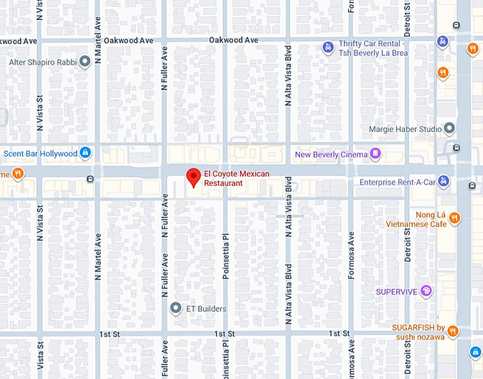 16. el coyote mexican restaurant map