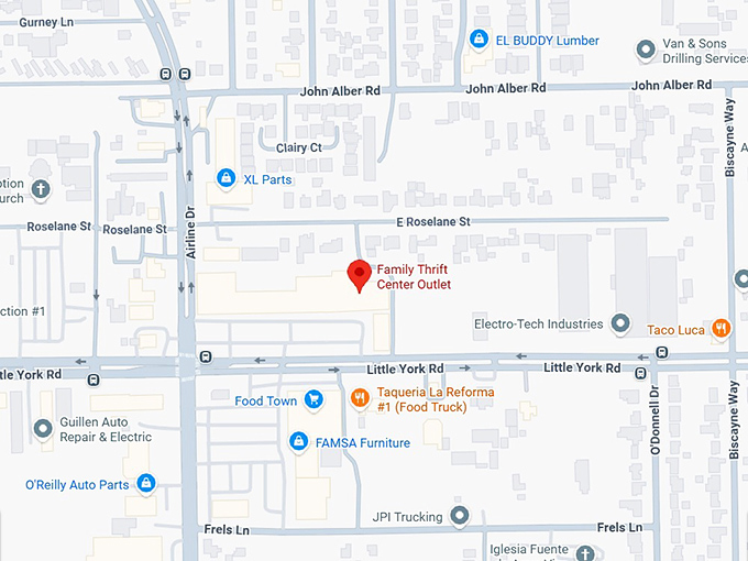 16. family thrift center outlet (127 little york rd) map