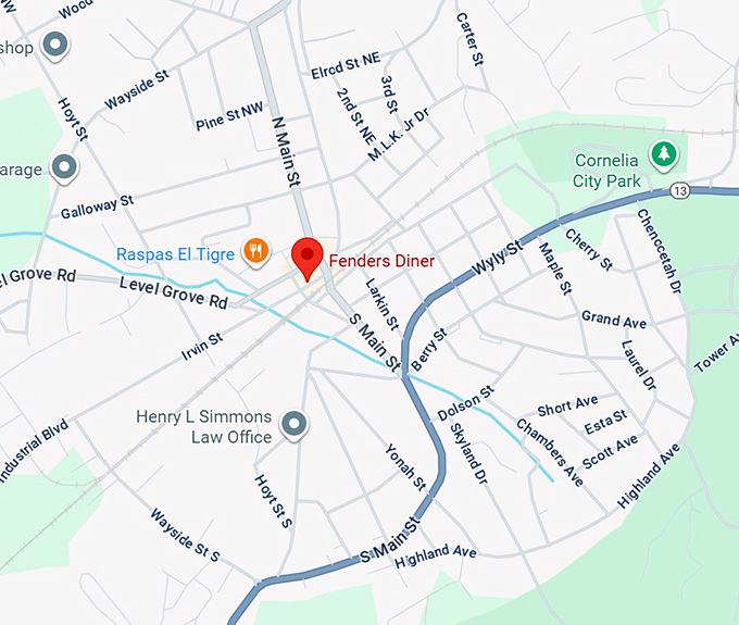 16. fenders diner map