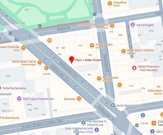 16. flour + water pizzeria map