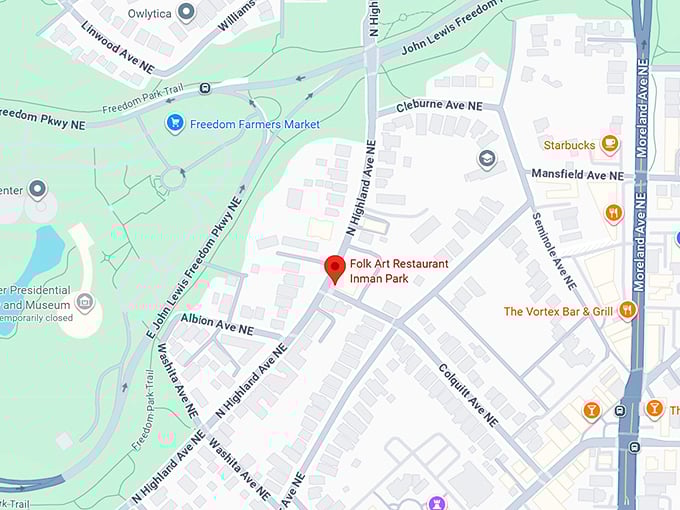 folk art restaurant inman park map