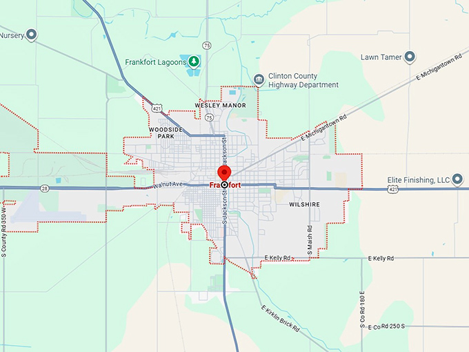 16. frankfort, in map